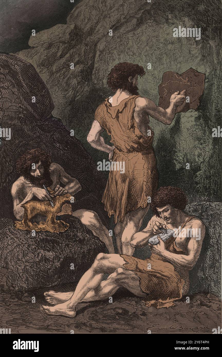Stone Age Drawing and Sculpture, Prehistoric Arts Stock Photo - Alamy