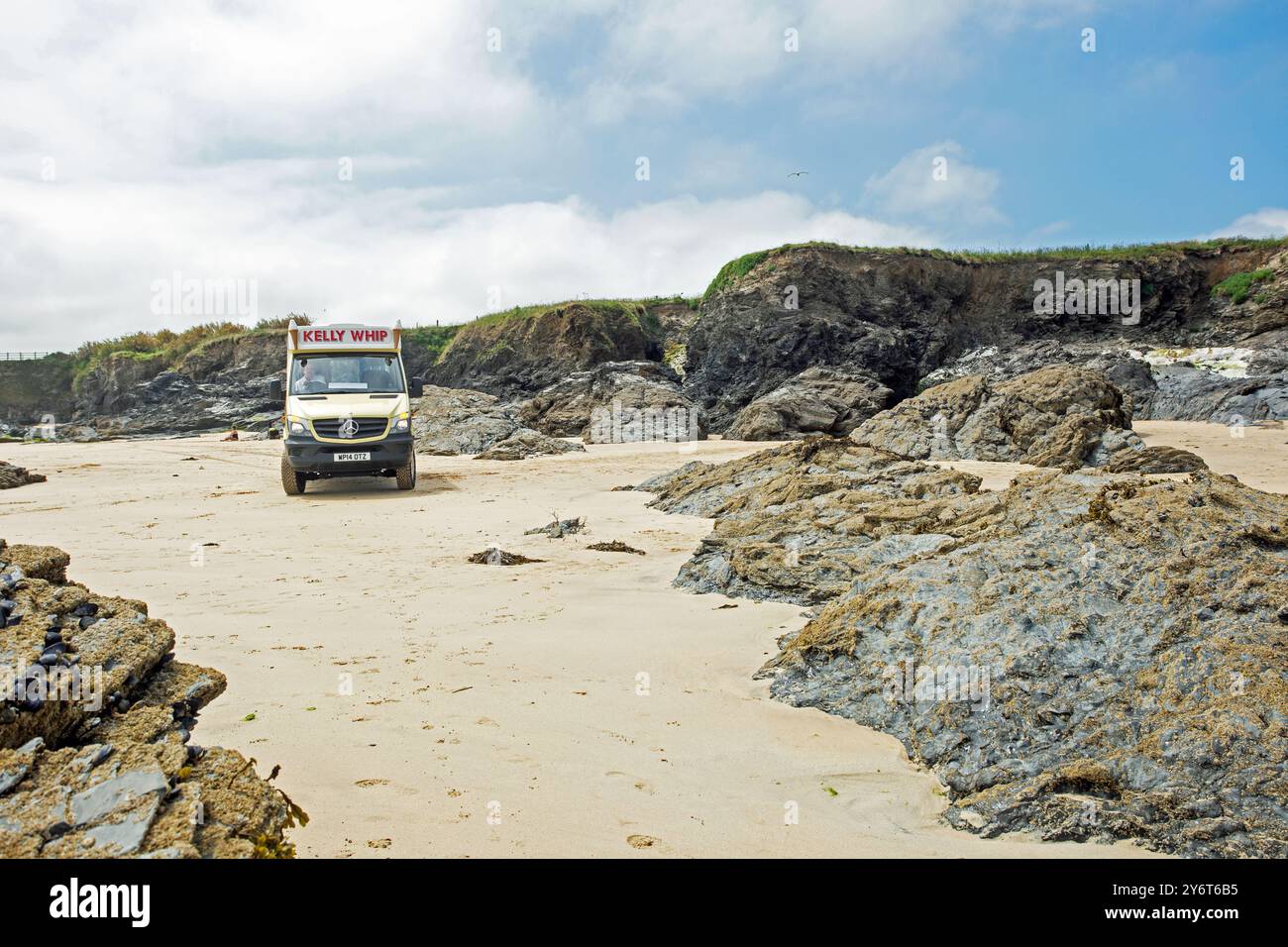 Harlyn Bay beach, Cornwall, England, June 25th, 2024, An ice cream ...