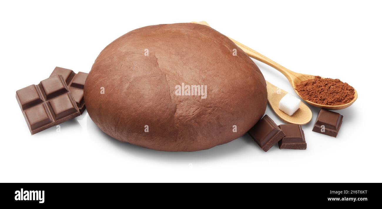 Chocolate dough and ingredients isolated on white Stock Photo - Alamy