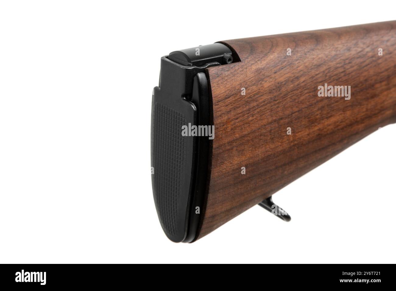 Classic semi-automatic rifle with a wooden stock and black metal parts ...
