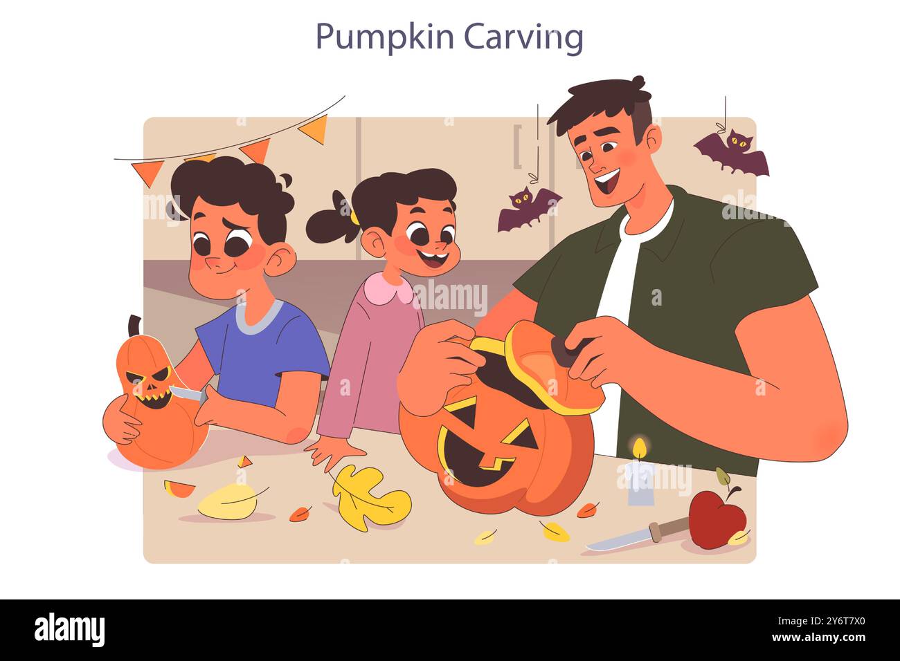 Boy carving pumpkin halloween Cut Out Stock Images & Pictures - Alamy