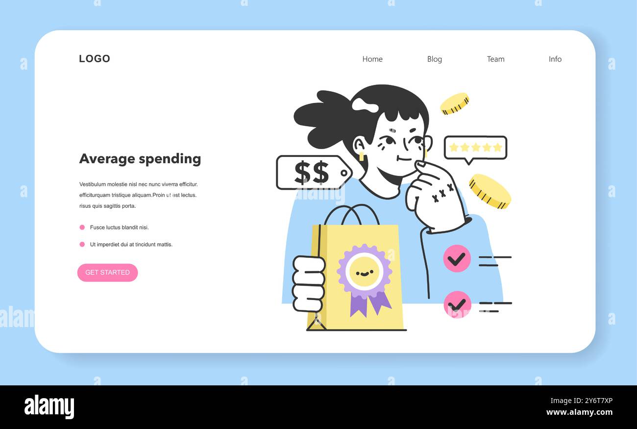 Average spending consumer behavior web banner or landing page. Mind ...