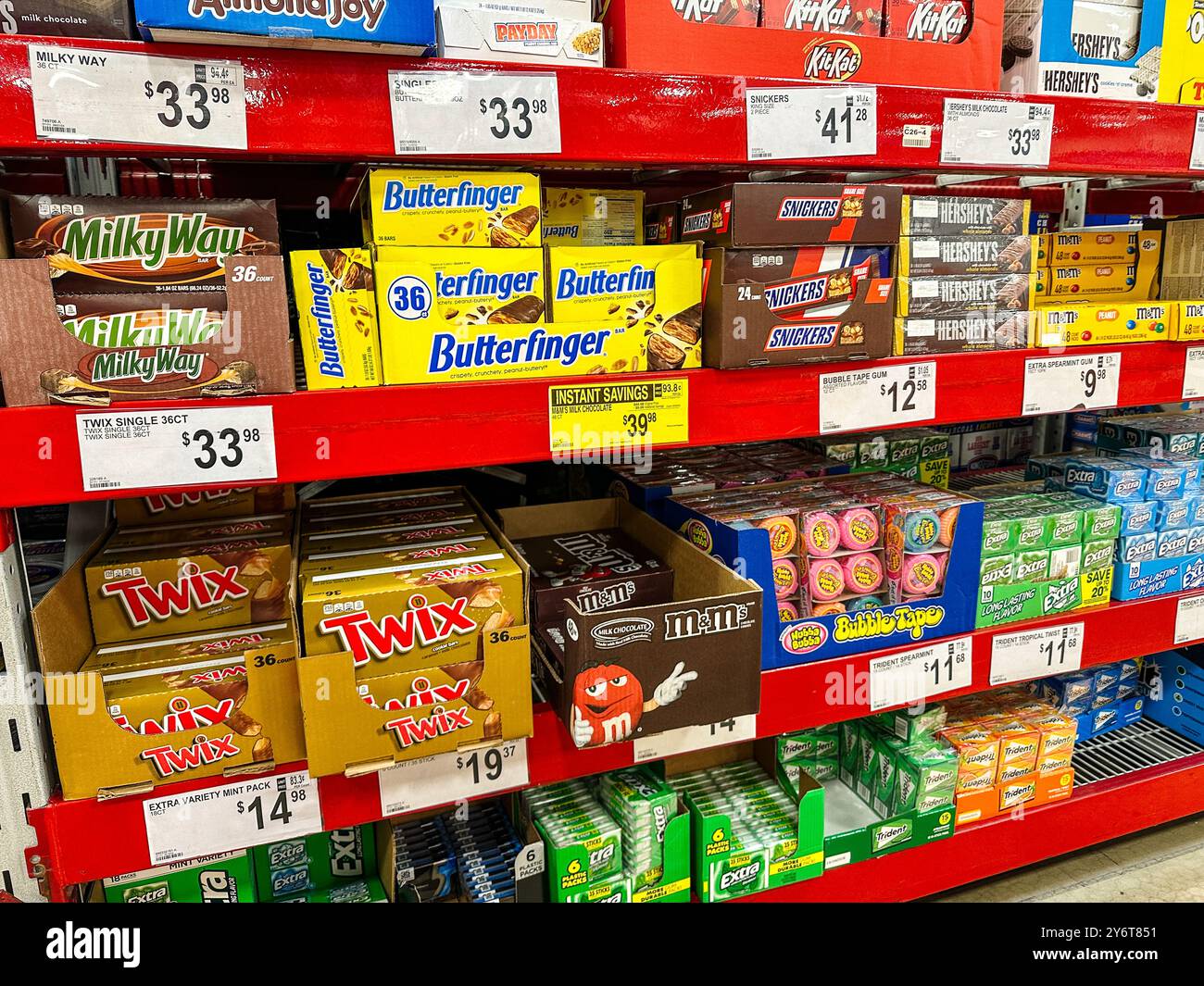 Assortment of Candy and chewing gum in a Sam's Club Wholesale store ...