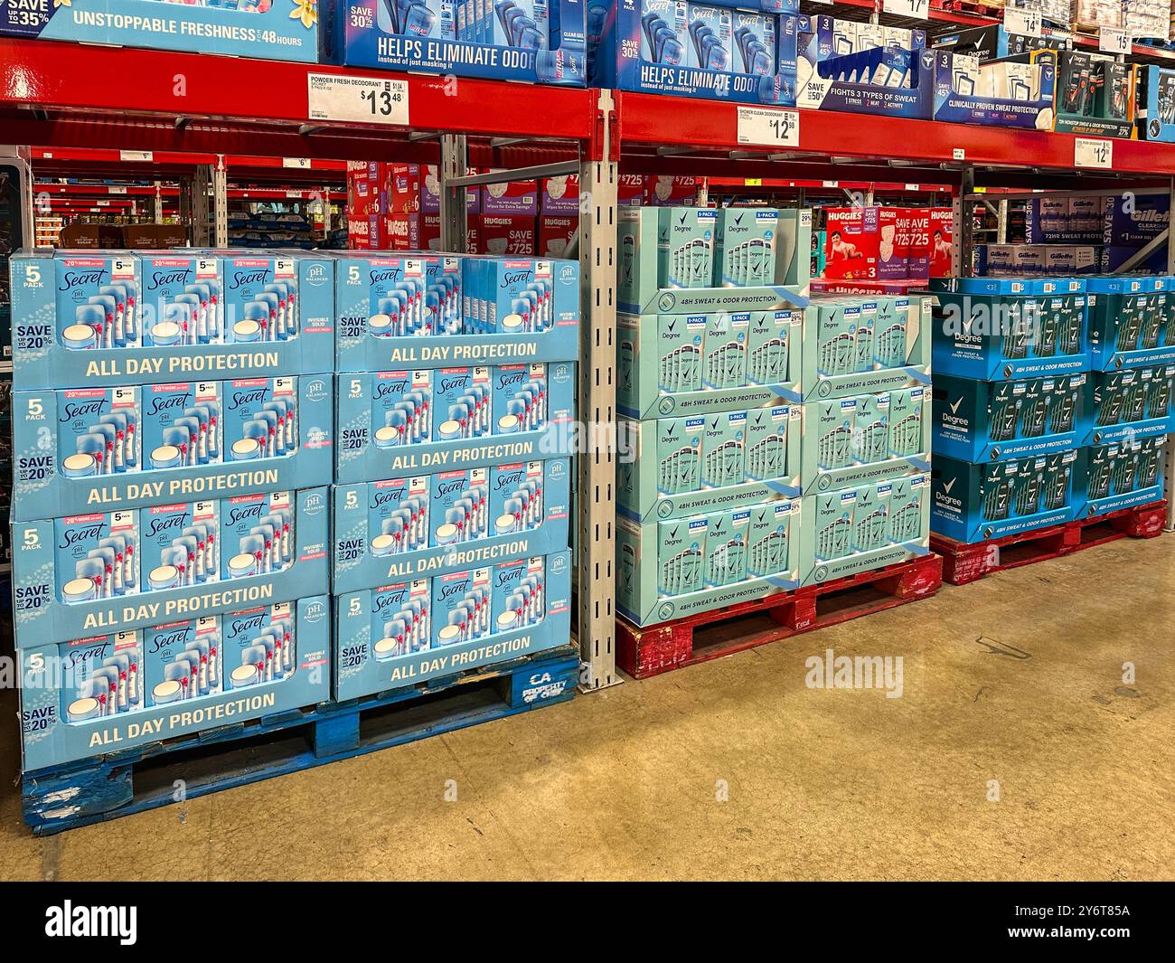Pallets of deodorant in a Sam's Club store Stock Photo - Alamy