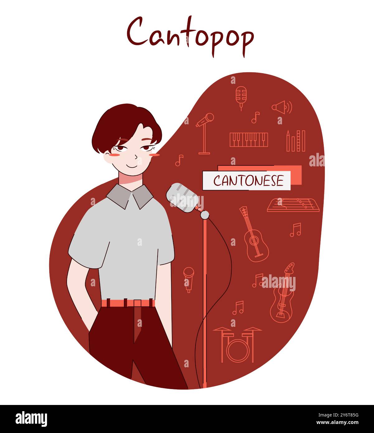 Chinese pop music. Musician singing with a microphone. Cantopop ...