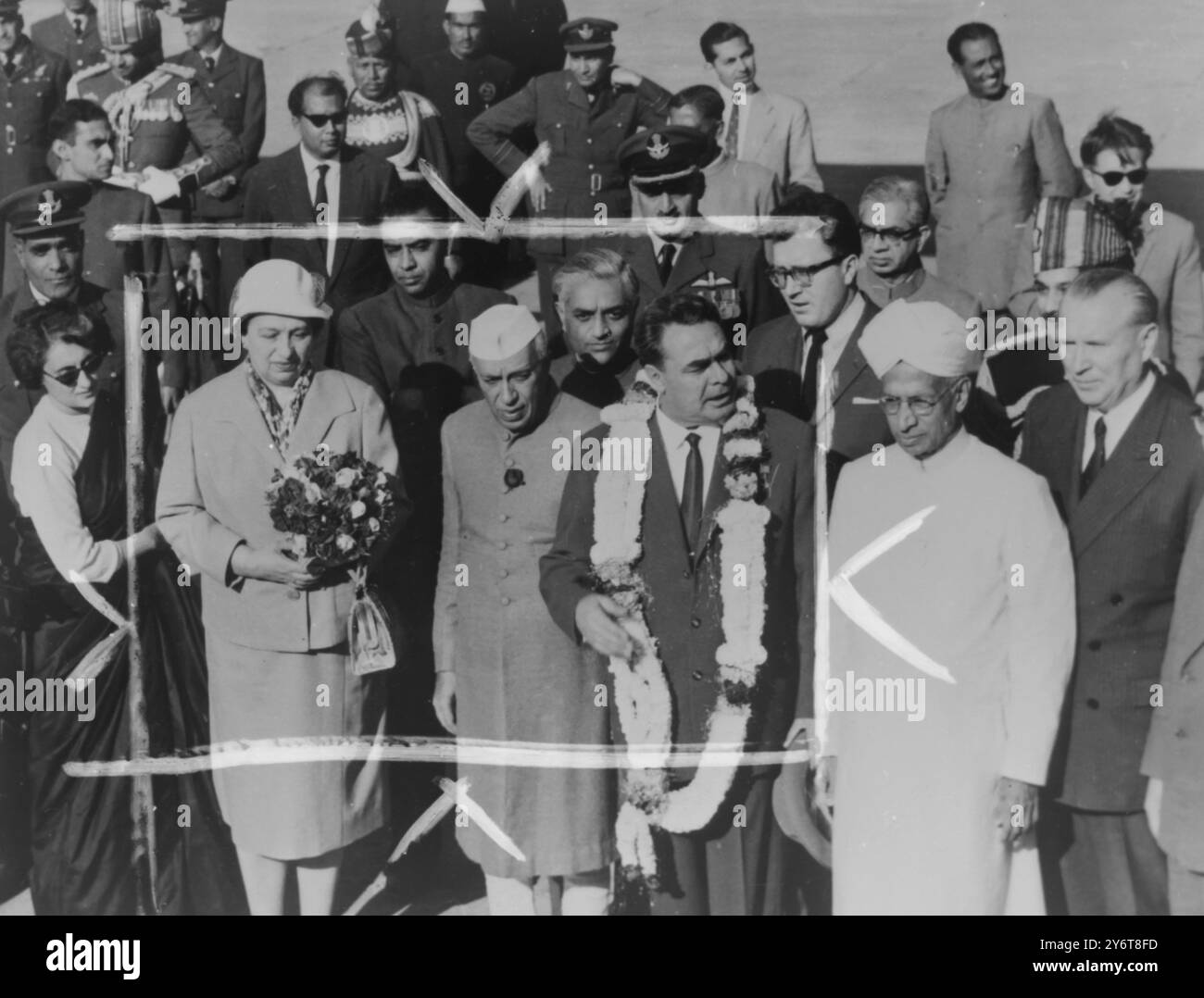 SOVIET PRESIDENT LEONID BREZHNEV, INDIAN PREMIER JAWAHARLAL NEHRU IN ...