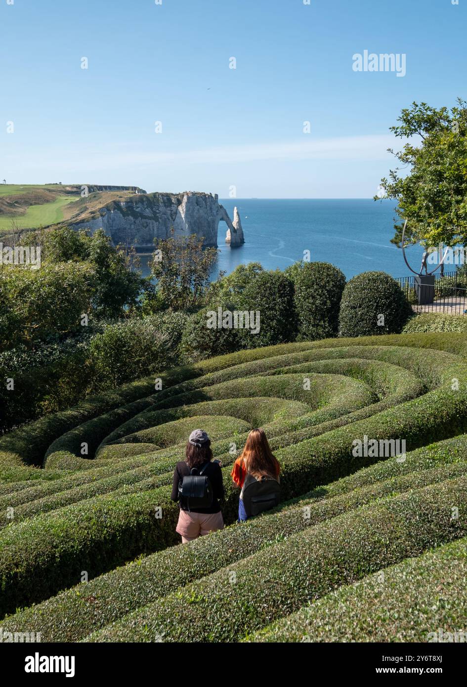 gardens of Etratat, with topiary hedges. Located on the clifftop ...