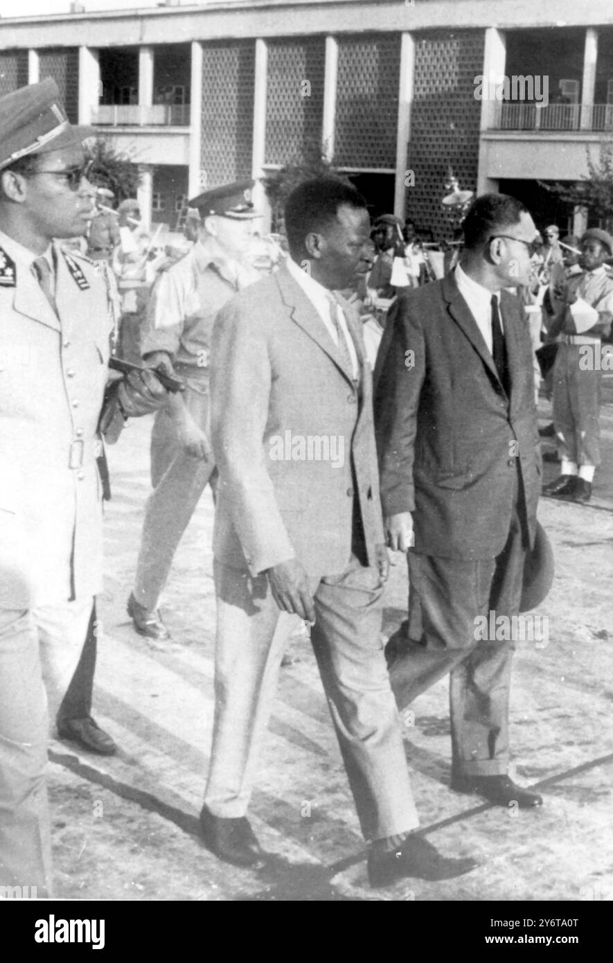 GENERAL JOSEPH MOBUTU WITH RALPH BUNCH IN CONGO 14 DECEMBER 1961 Stock ...