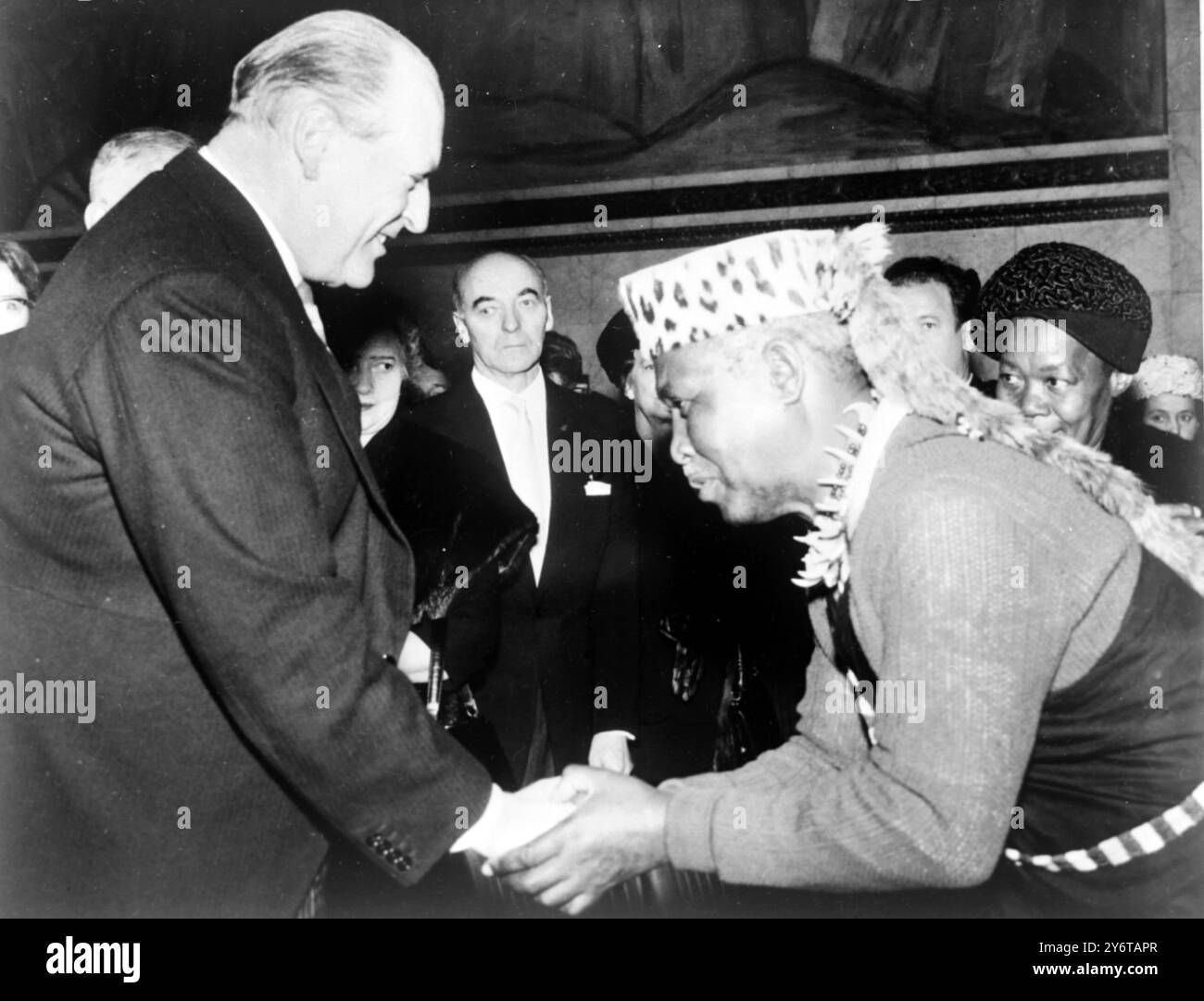 AFRICAN LEADER ALBERT JOHN LUTHULI RECEIVES NOBEL PEACE PRIZE FROM KING ...