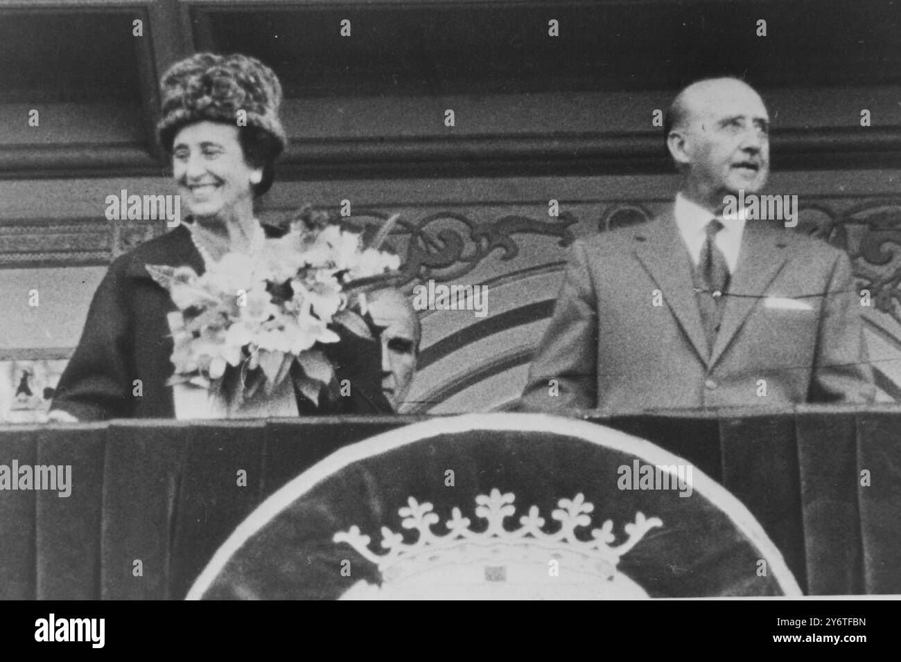 SPANISH CHIEF OF STATE FRANCISCO FRANCO WITH WIFE CARMEN AT THE ...