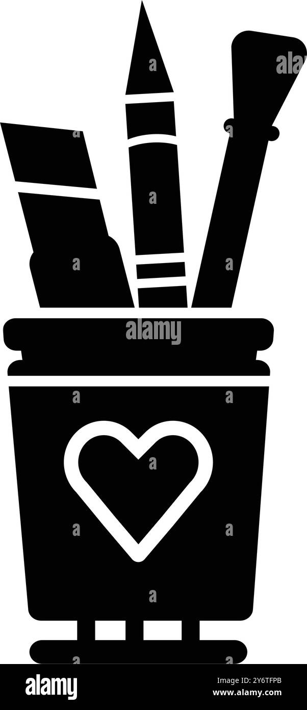pen, pencil, holder, ruler, scale, pen holder icon Stock Vector Image ...