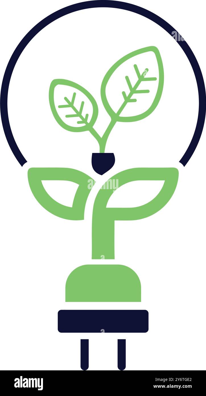 plug, leaf, plant, tree, eco plug, plug with leaf icon Stock Vector ...