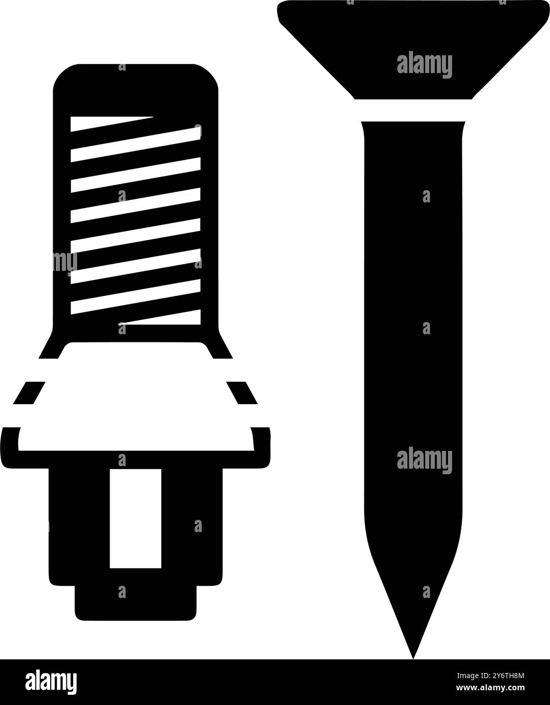 Nail nut bolt set Black and White Stock Photos & Images - Alamy