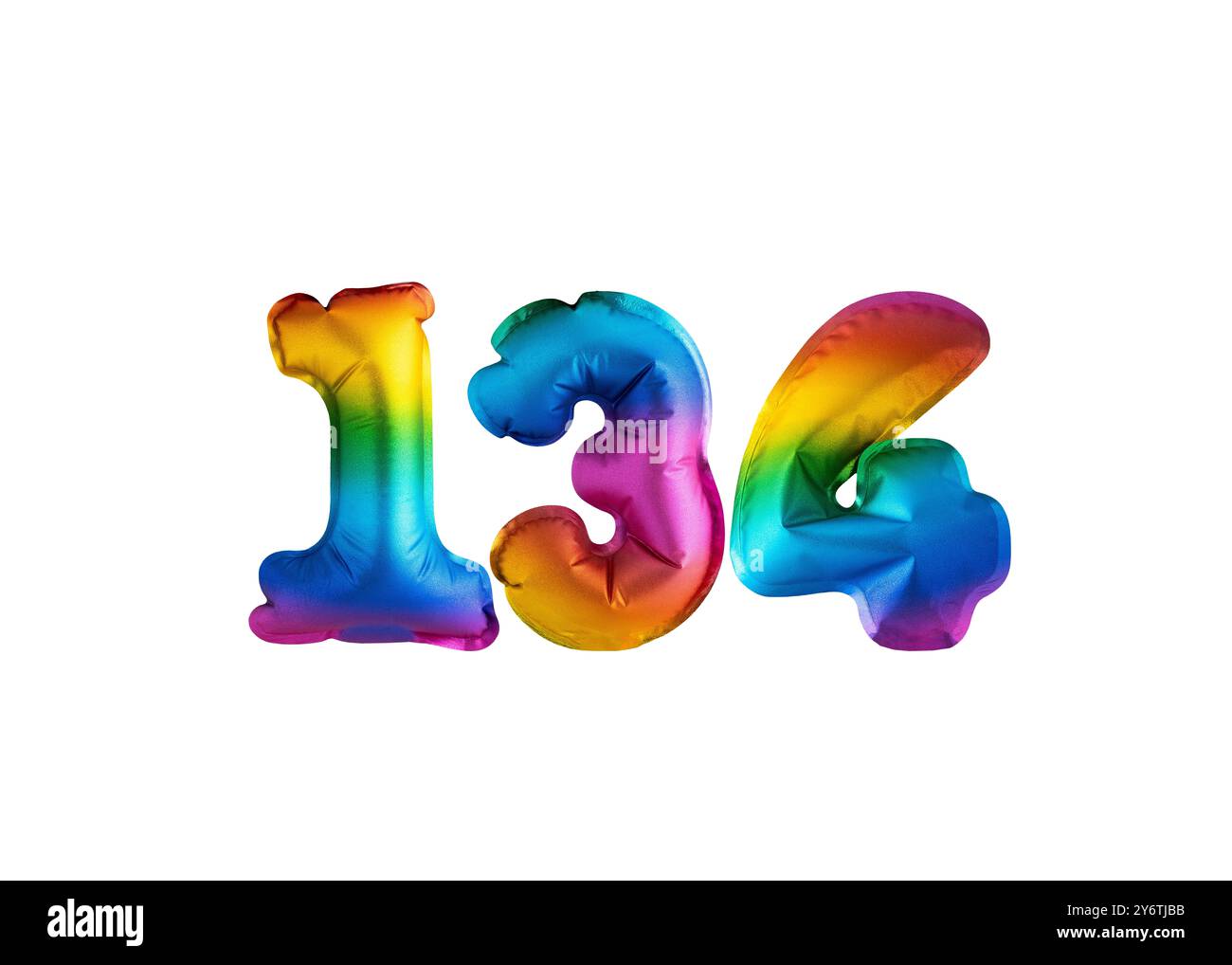 Multicolor balloon number 134 anniversary. Happy birthday ...