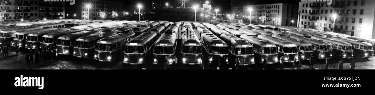BUS GARAGES NIGHT GARAGE FOR CITY BUSES BUCHAREST 20 OCTOBER 1961 Stock ...