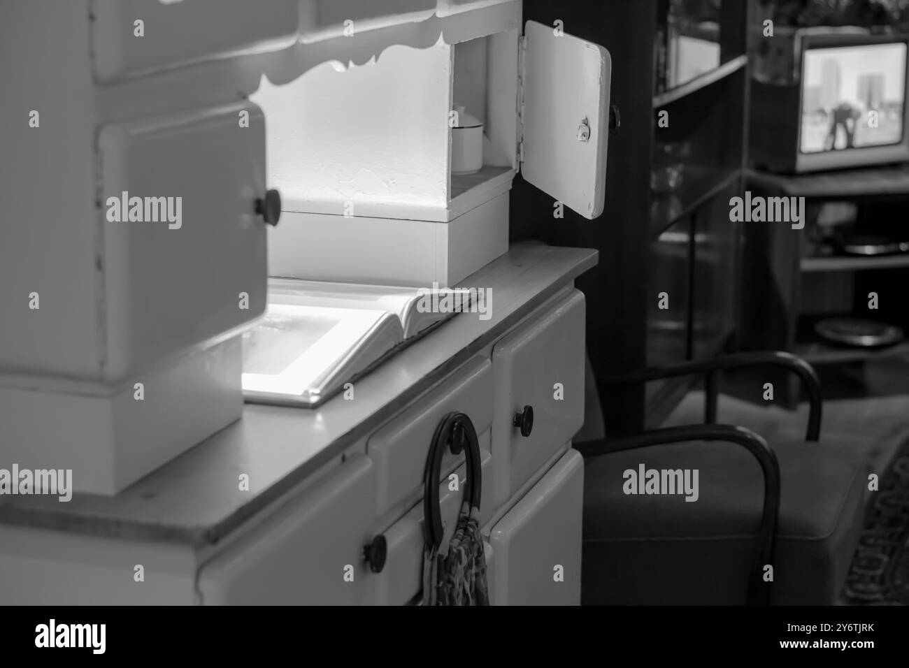 Living room in a classic apartment from the communist era in Poland in ...