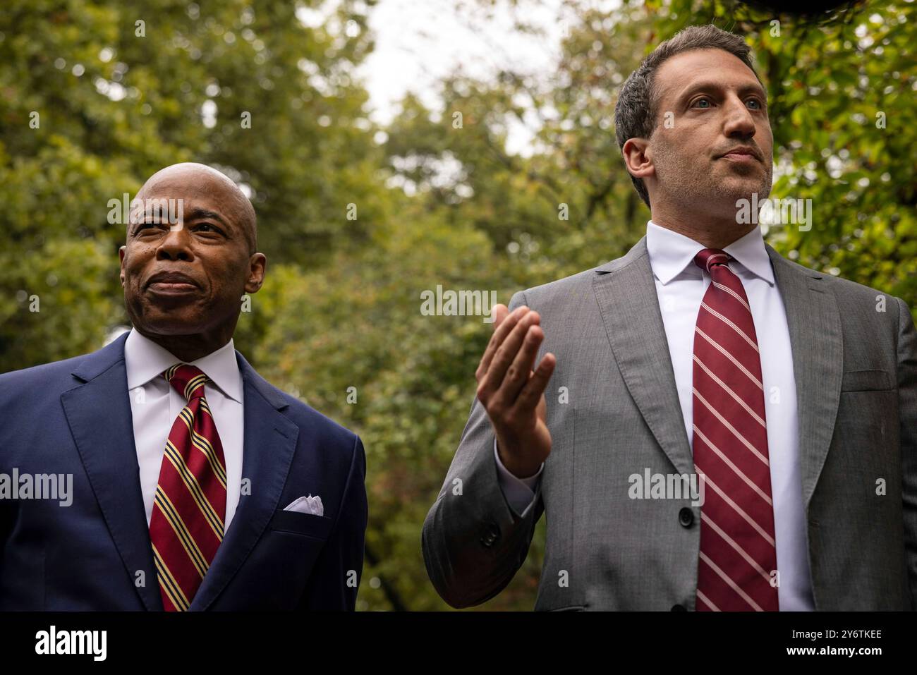New York City Mayor Eric Adams, left, and his attorney Alex Spiro ...