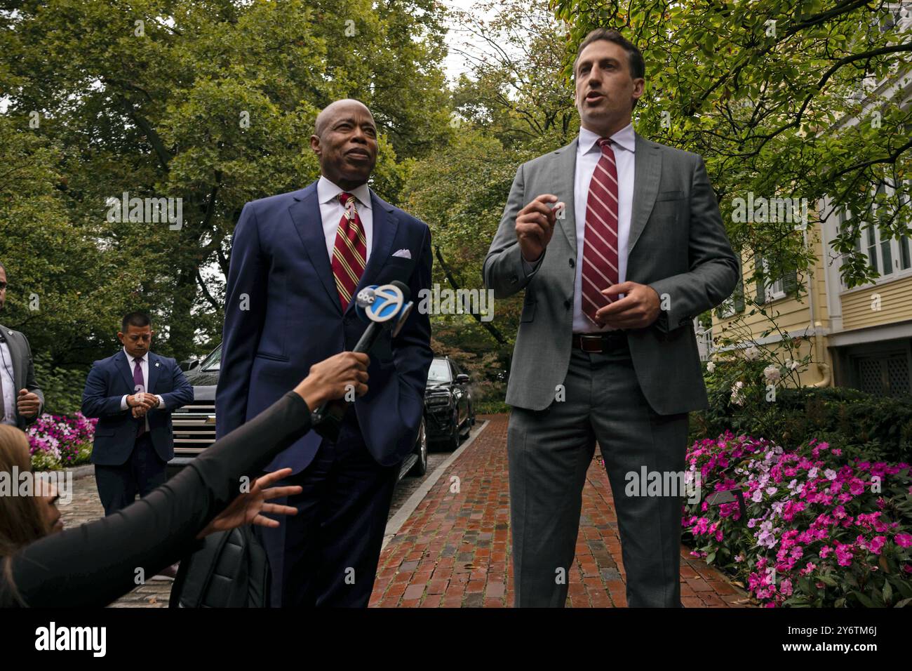 New York City Mayor Eric Adams, left, and his attorney Alex Spiro ...