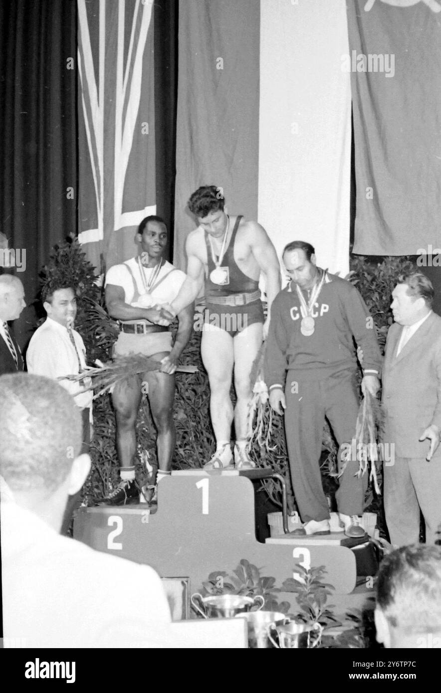 LOUIS MARTIN WEIGHTLIFTER WITH IRENEUSZ PALINSKI OF POLAND IN VIENNA ...