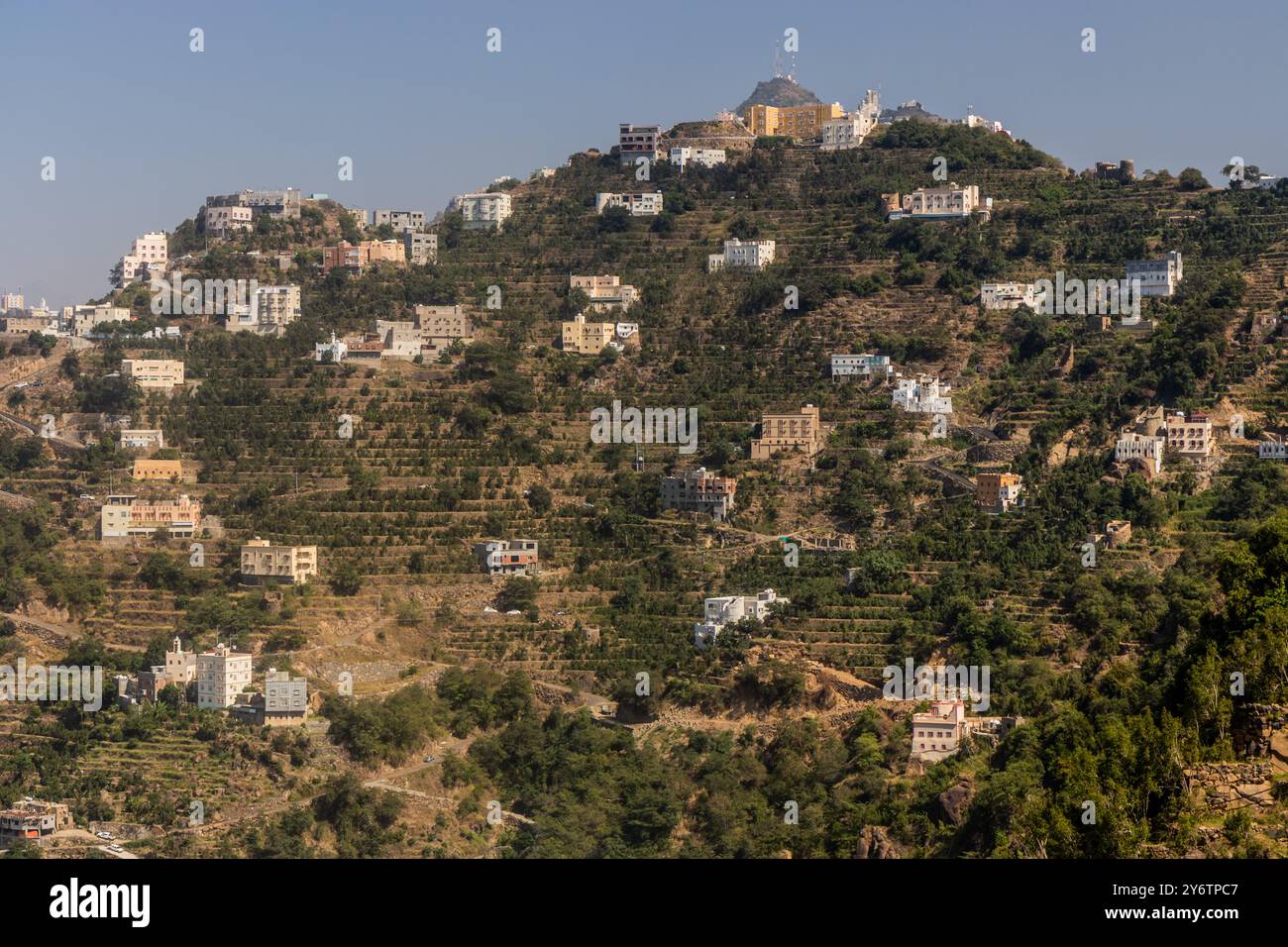 View of houses on a ridge in Fayfa village, Saudi Arabia Stock Photo ...