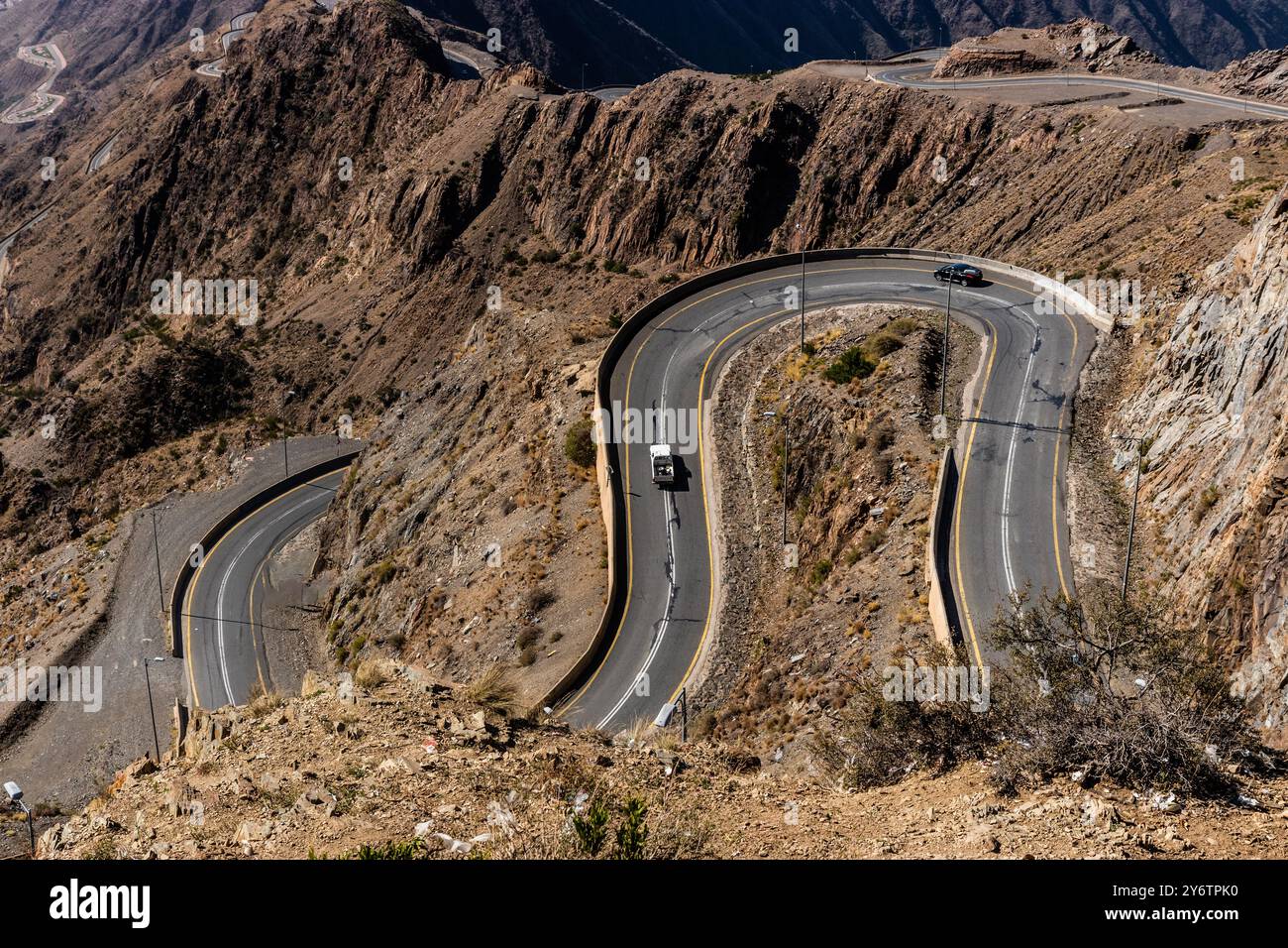 Mountain road 2442 between Abha and Rijal Alma, Saudi Arabia Stock ...