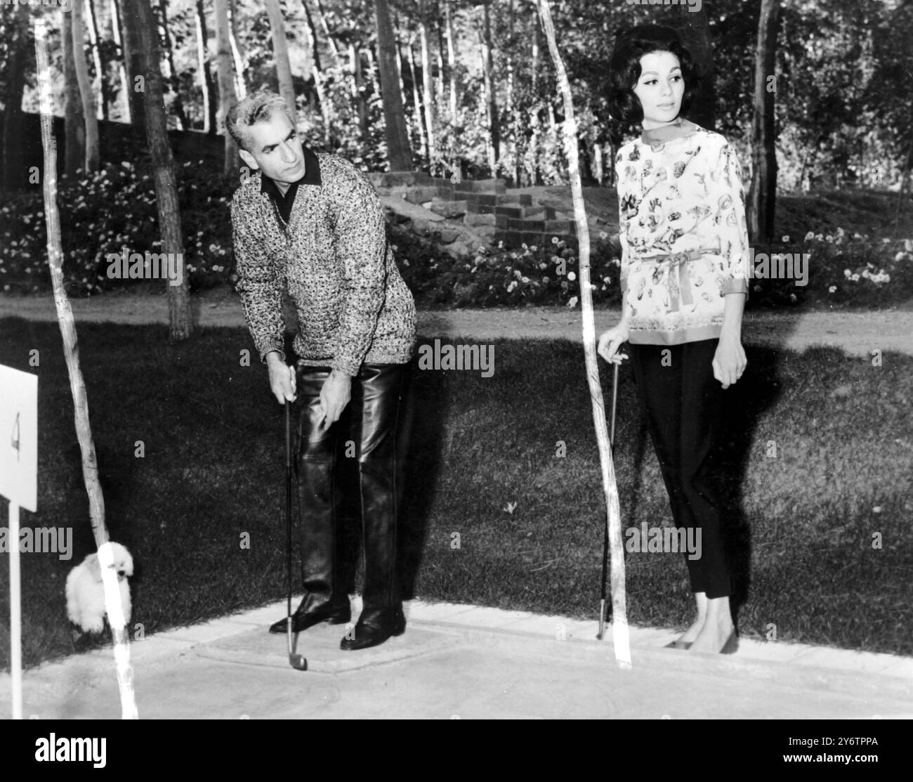 QUEEN FARAH WITH SHAH OF IRAN PLAYING GOLF 25 SEPTEMBER 1961 Stock ...