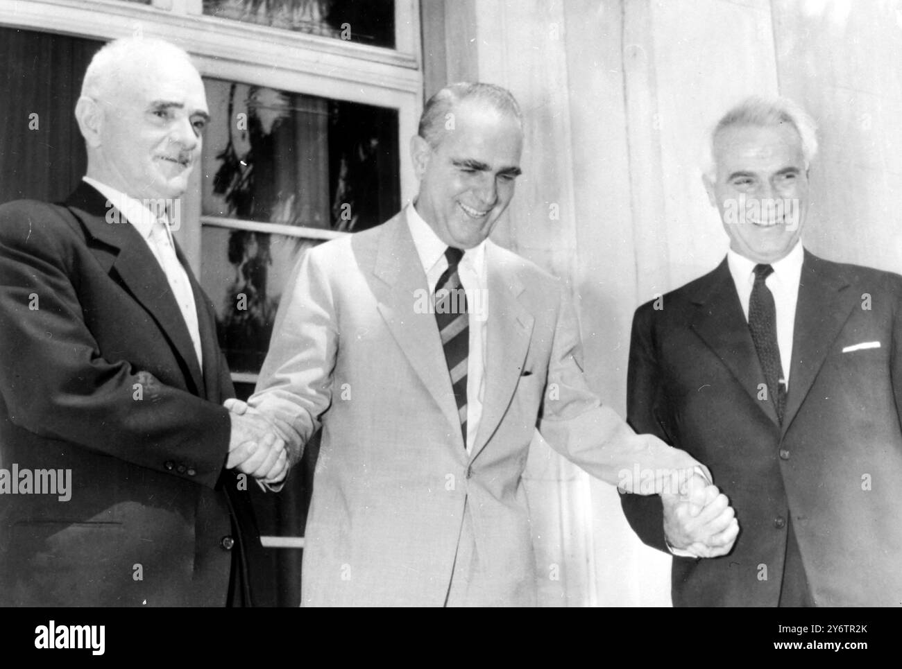 CONSTANTINE KARAMANLIS WITH GENERAL DOVAS & PARASKEVOPOULOUS IN ATHENS ...