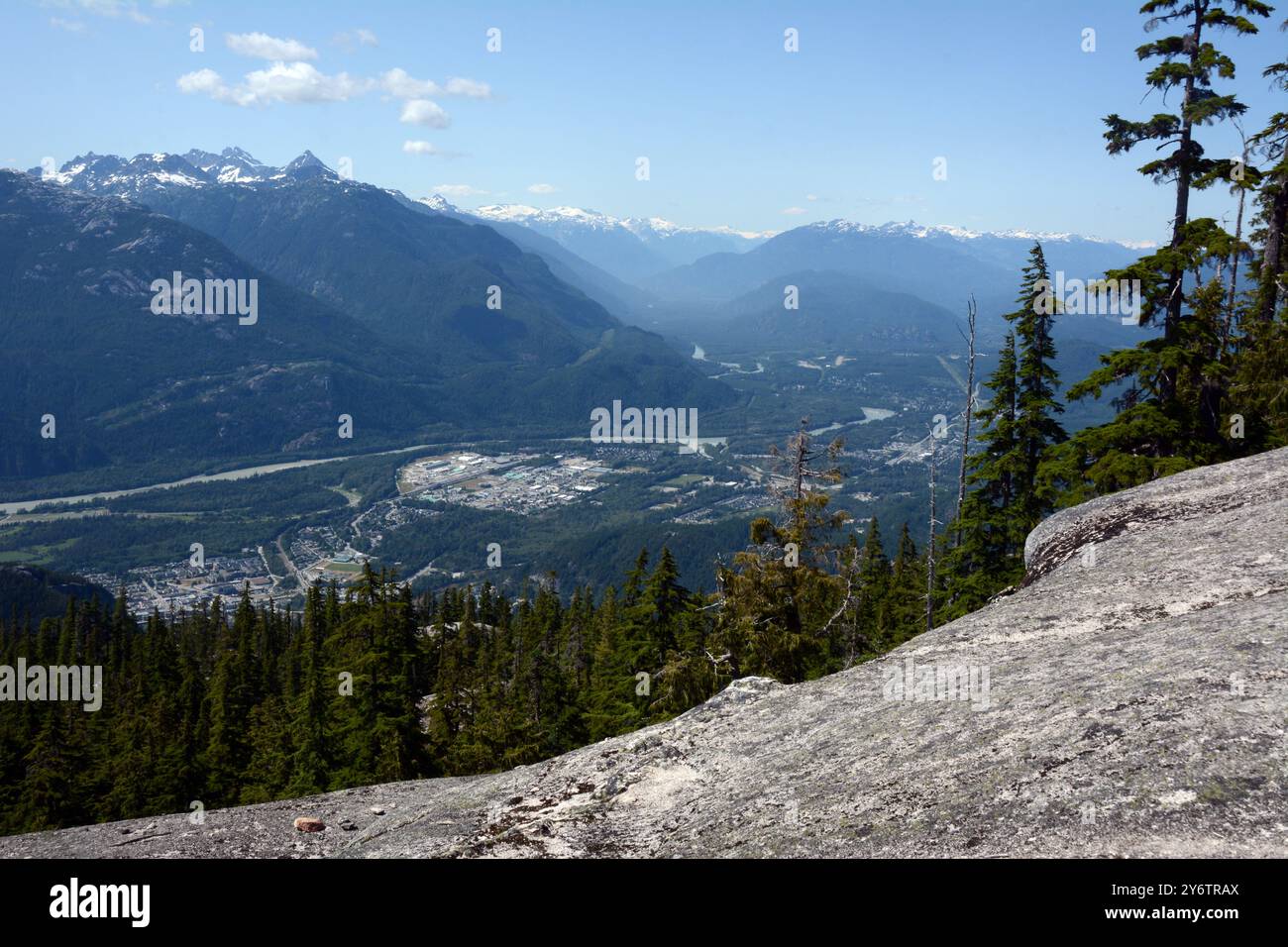A view of the town of Squamish and its namesake river and valley from ...
