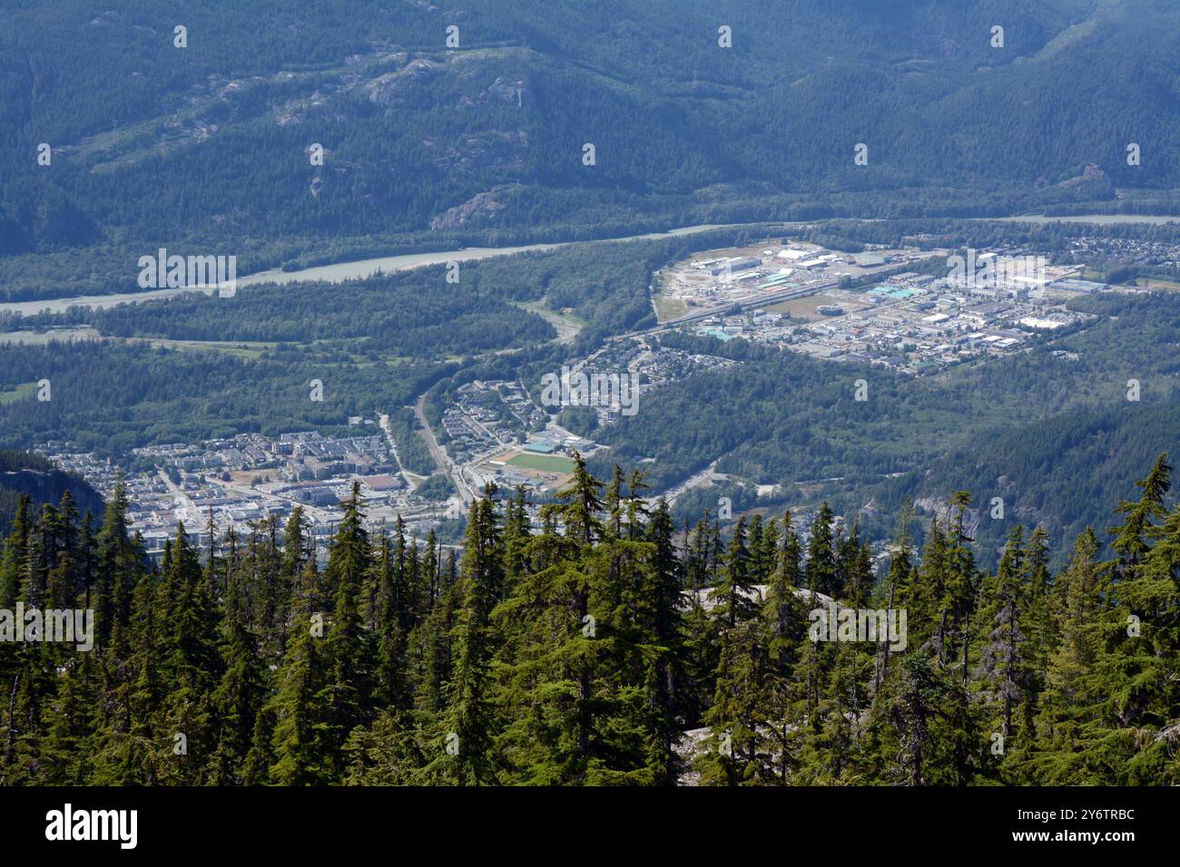A view of the town of Squamish and its namesake river and valley from ...