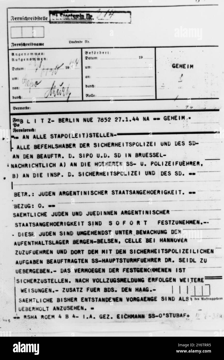 JEWS DOCUMENT FROM HITLER ORDERING ARREST OF JEWS IN ARGENT 16 ...