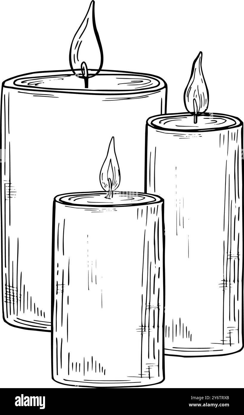 Three candles in candle Stock Vector Images - Alamy