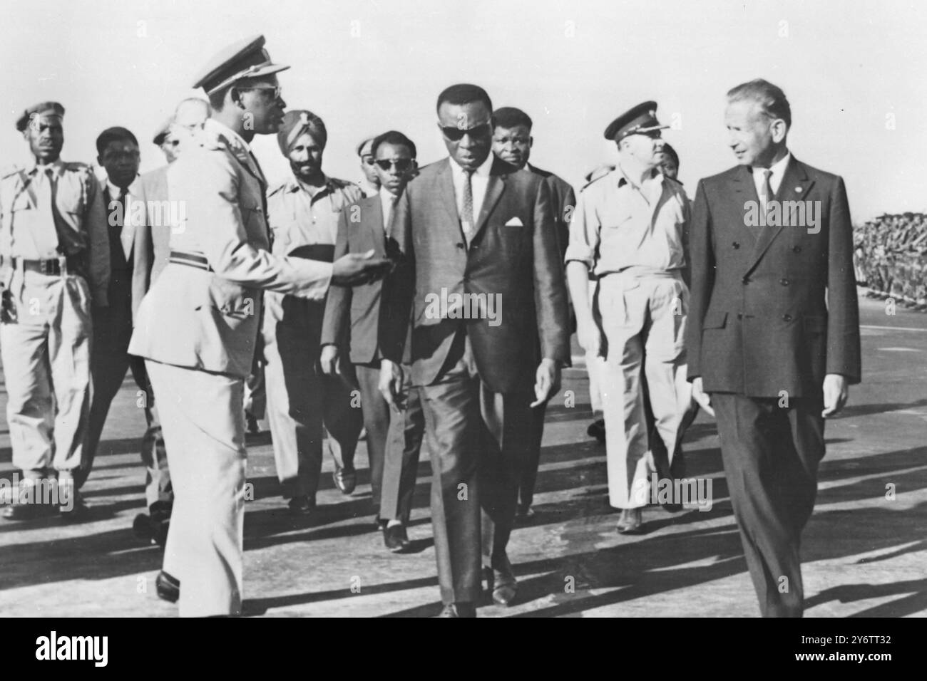 UNITED NATIONS SECRETARY GENERAL DAG HAMMARSKJOLD WITH GENERAL MOBUTU ...