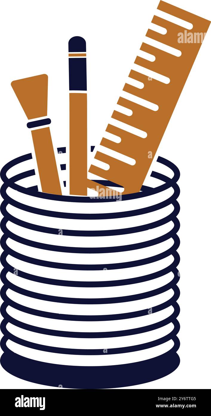 pen, pencil, holder, ruler, scale, pen holder icon Stock Vector Image ...