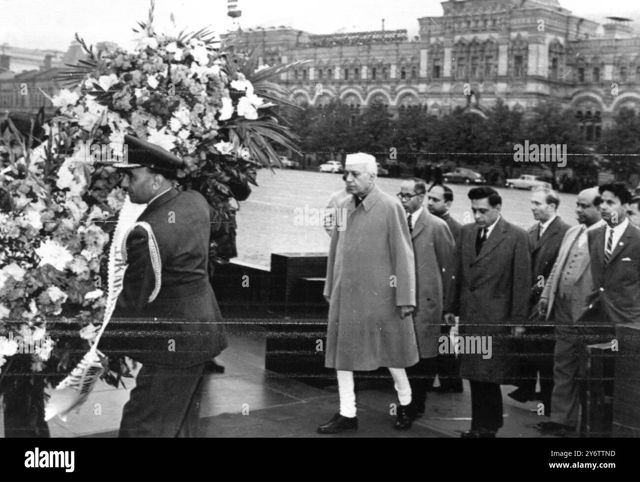 SOVIET PRESIDENT LEONID BREZHNEV WITH INDIAN PREMIER JAWAHARLAL NEHRU ...