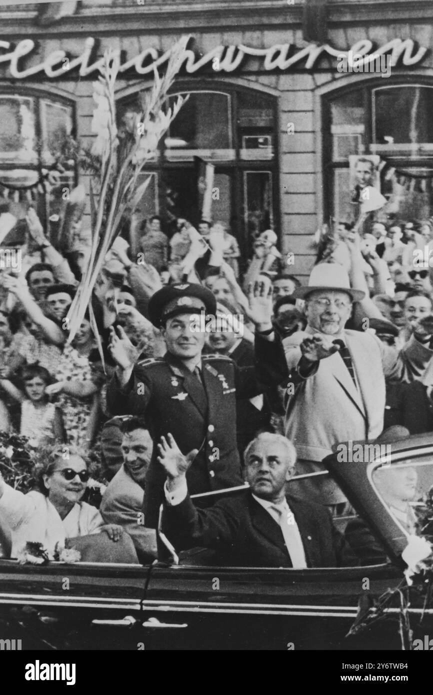 SECOND SOVIET ASTRONAUT MAJOR GHERMAN STEPANOVICH TITOV IN EAST BERLIN ...