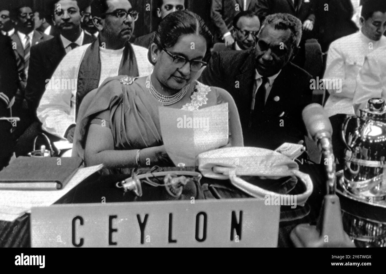 PREMIER OF CEYLON MRS BANDANARAIKE AT SUMMIT IN BELGRADE 1 SEPTEMBER ...