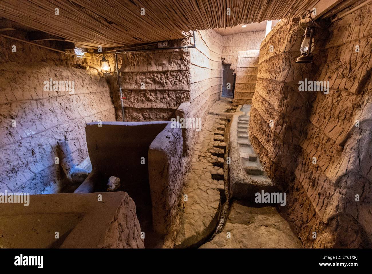 Ablution area of an adobe mosque in Dhahran al Janub, Saudi Arabia ...
