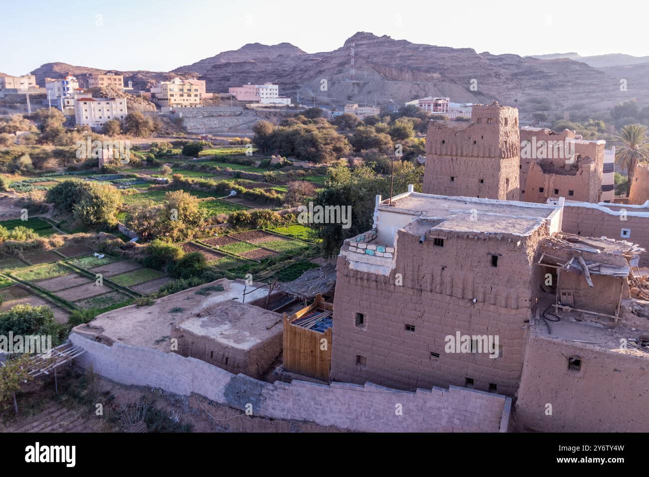 Traditional mud-brick houses in Dhahran al Janub, Saudi Arabia Stock ...