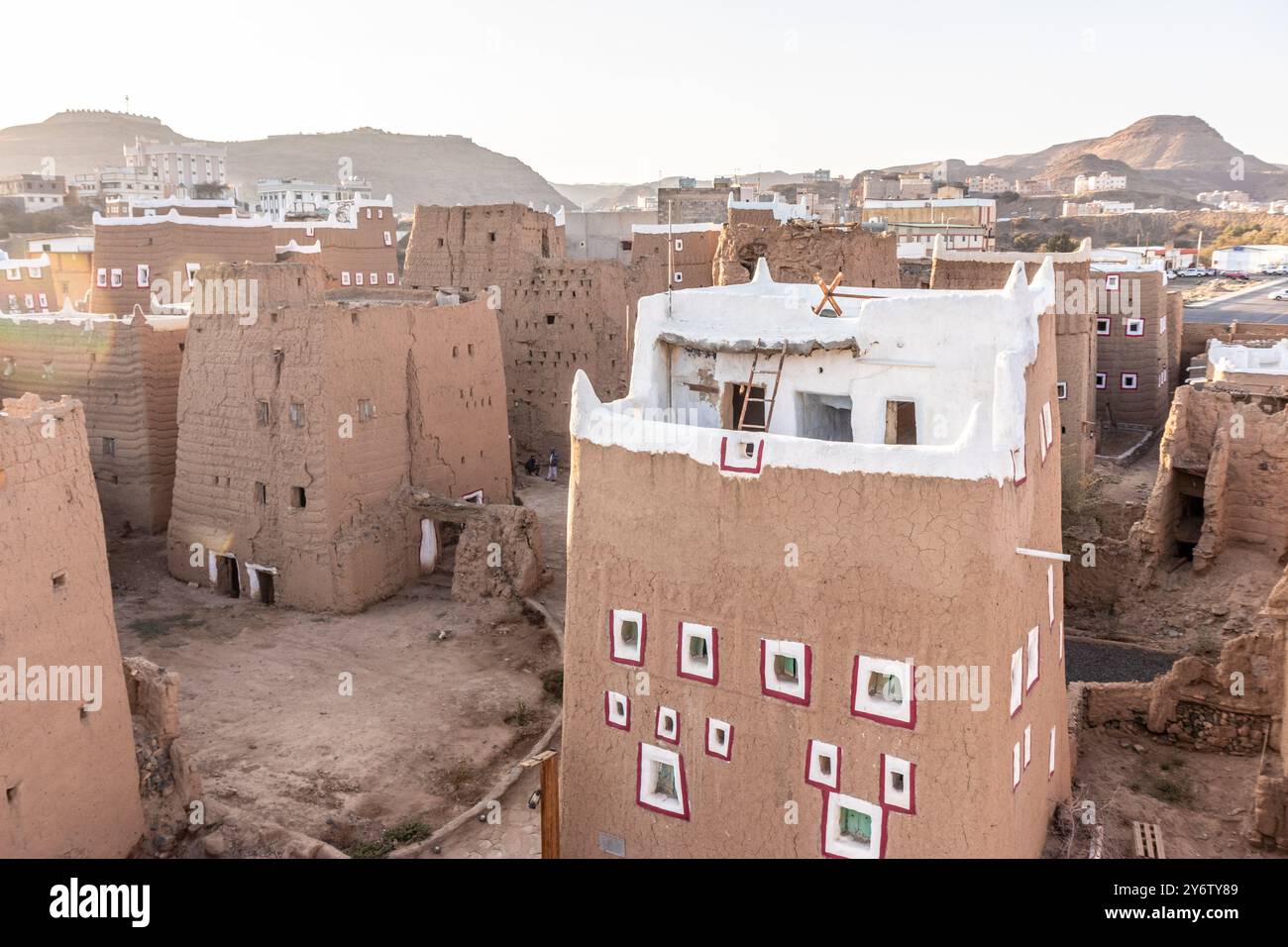 Traditional mud-brick houses in Dhahran al Janub, Saudi Arabia Stock ...