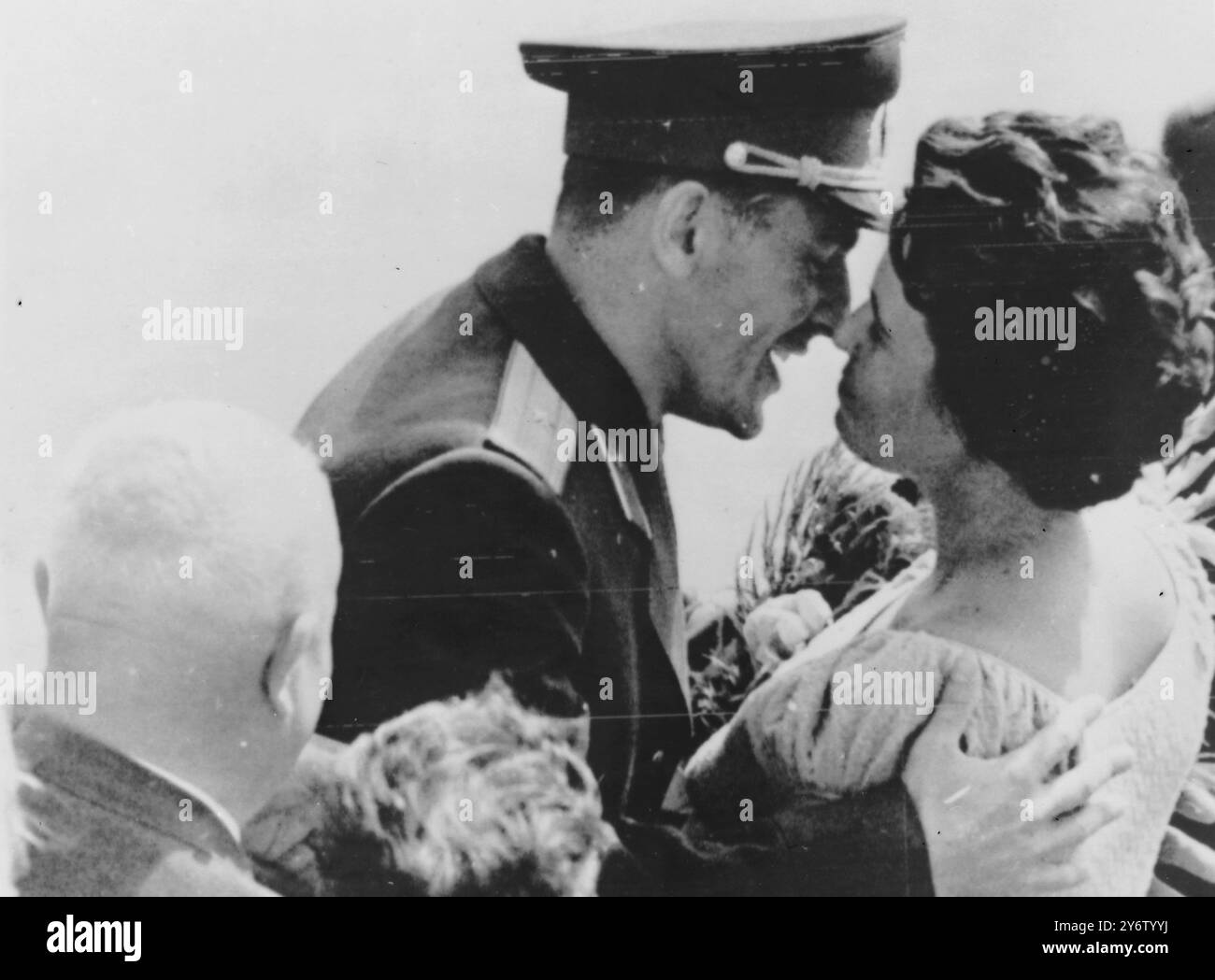 SECOND SOVIET ASTRONAUT MAJOR GHERMAN STEPANOVICH TITOV WITH WIFE ...