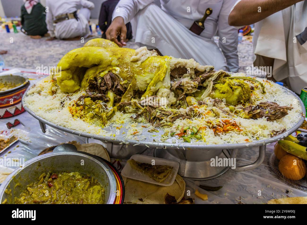 Feast of a whole sheep prepared by Yam tribe in Najran, Saudi Arabia ...