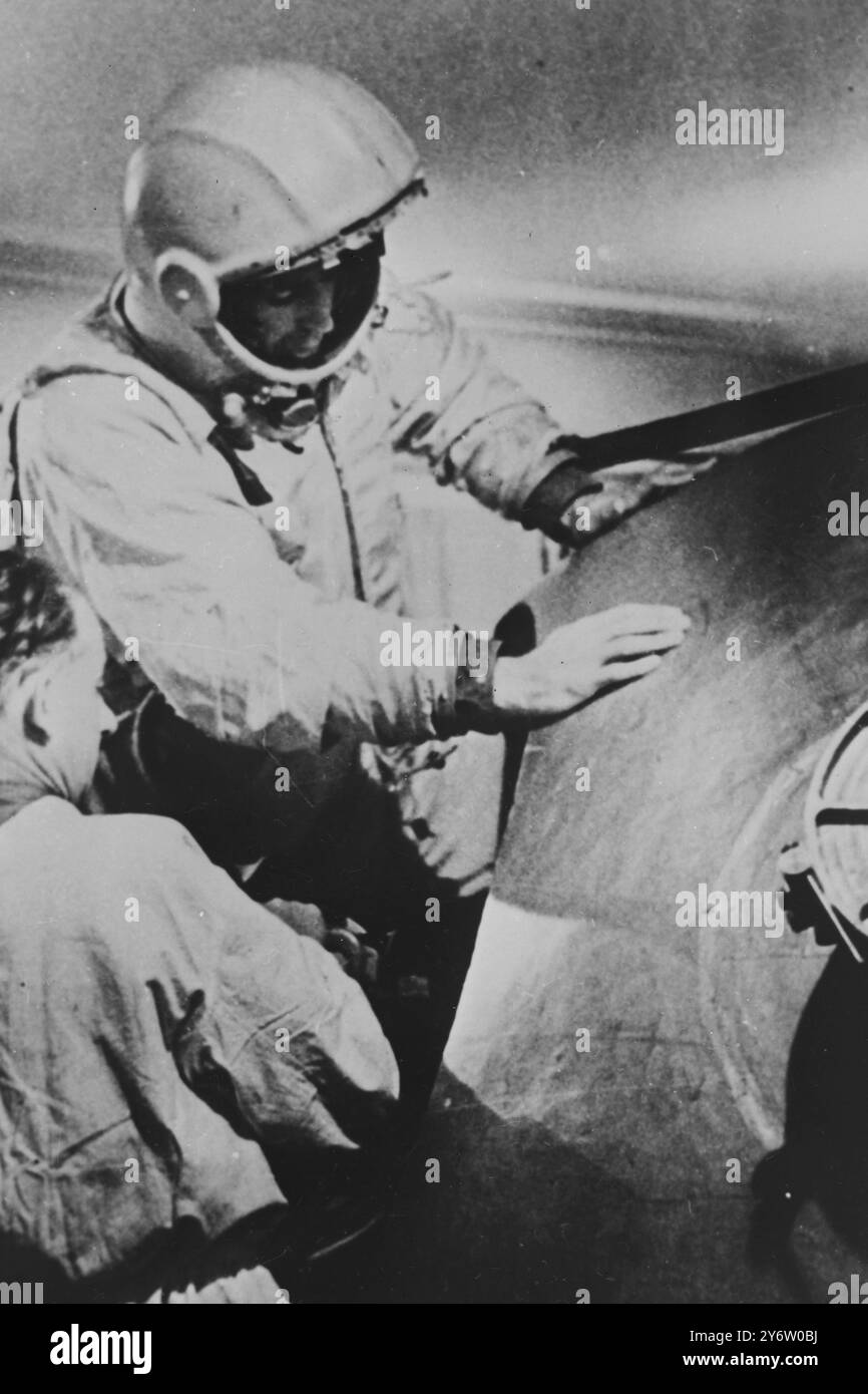 SECOND SOVIET ASTRONAUT MAJOR GHERMAN STEPANOVICH TITOV WEARING A SPACE ...