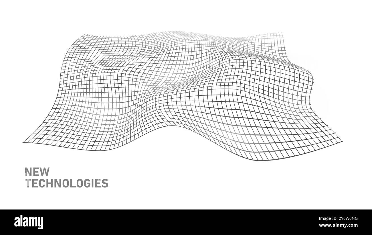 Low poly model of modern multilayered fabric technology. Dark blue wire ...