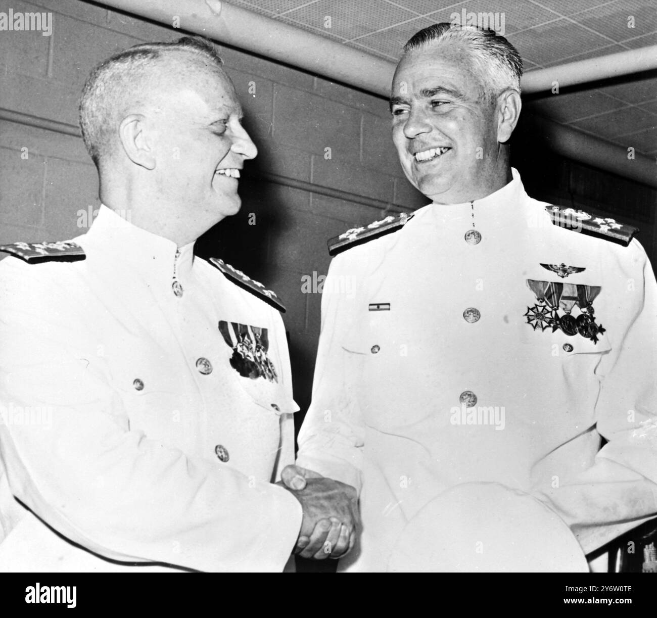 ADMIRAL GEORGE ANDERSON WITH ARLEIGH BURKE 3 AUGUST 1961 Stock Photo ...