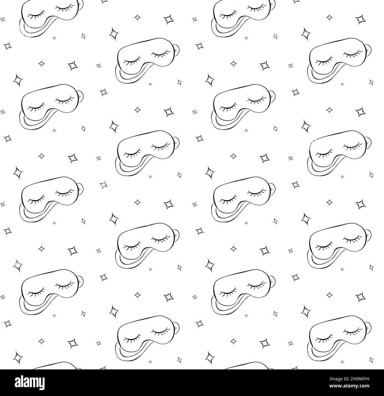 Sleeping mask with closed eyes seamless pattern, hand drawn nursery ...