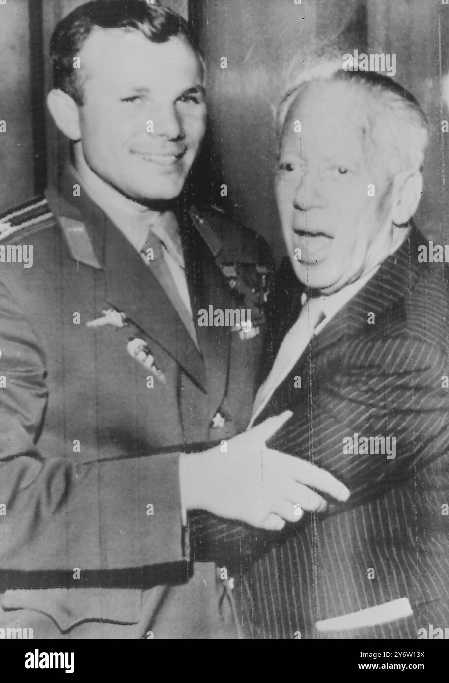 RUSSIAN COSMONAUT MAJOR YURI GAGARIN WITH HERBERT MOSES IN RIO DE ...