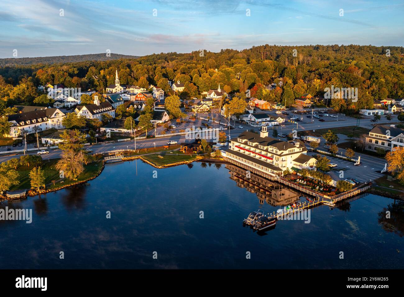 Meredith New Hampshire in Fall season.Aerial images of New England, New ...