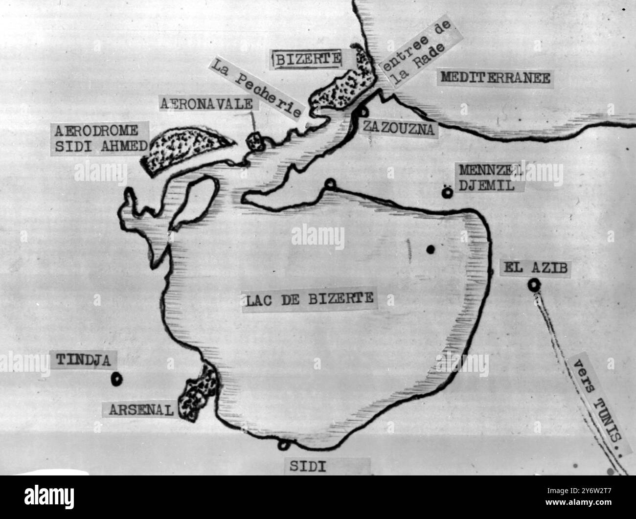 MAP OF BIZERTA, FRANCE 20 JULY 1961 Stock Photo - Alamy