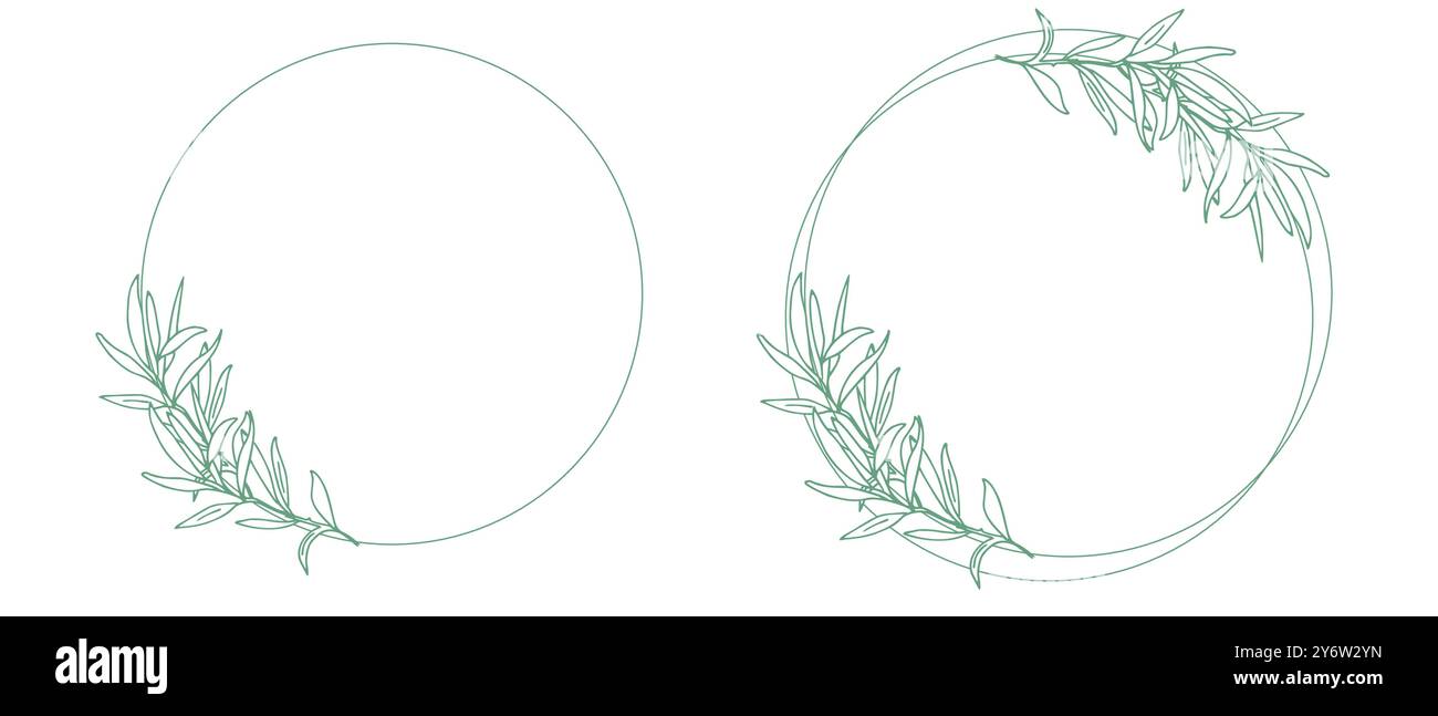 Olive Circle Frames Set, Green Wreaths with Olive Branches, Greenery ...
