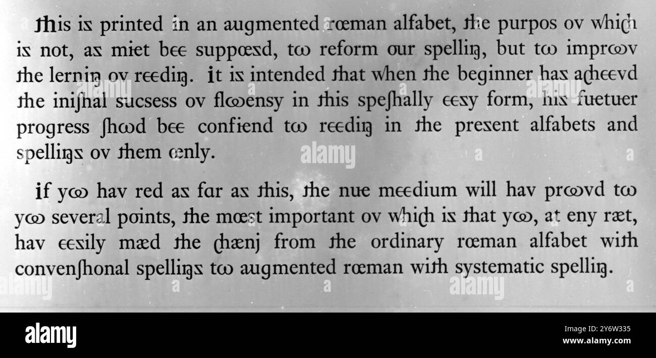 NEW ALPHABET EXPERIMENT 43 LETTER ALPHABET 18 JULY 1961 Stock Photo - Alamy
